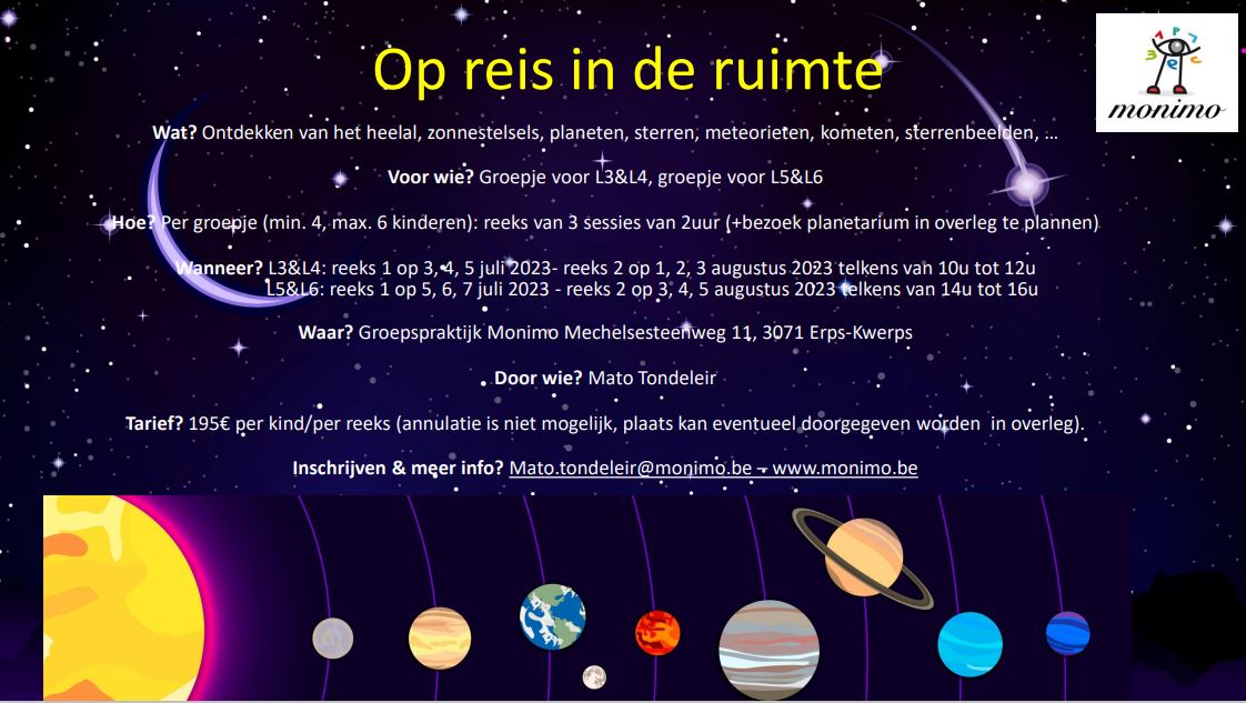 “Op reis in de ruimte” bij monimo